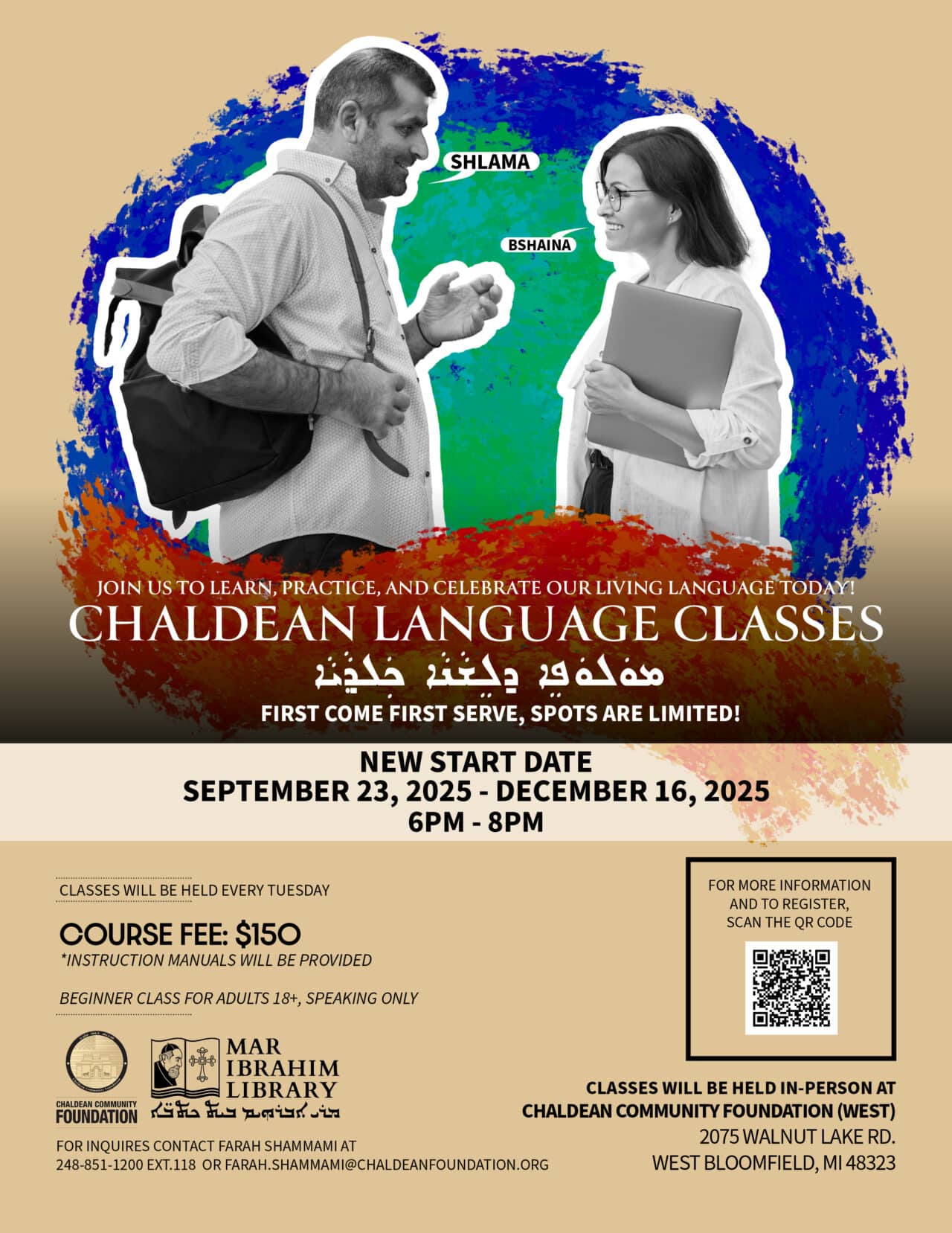 Chaldean Language Classes for Adults - Chaldean Community Foundation