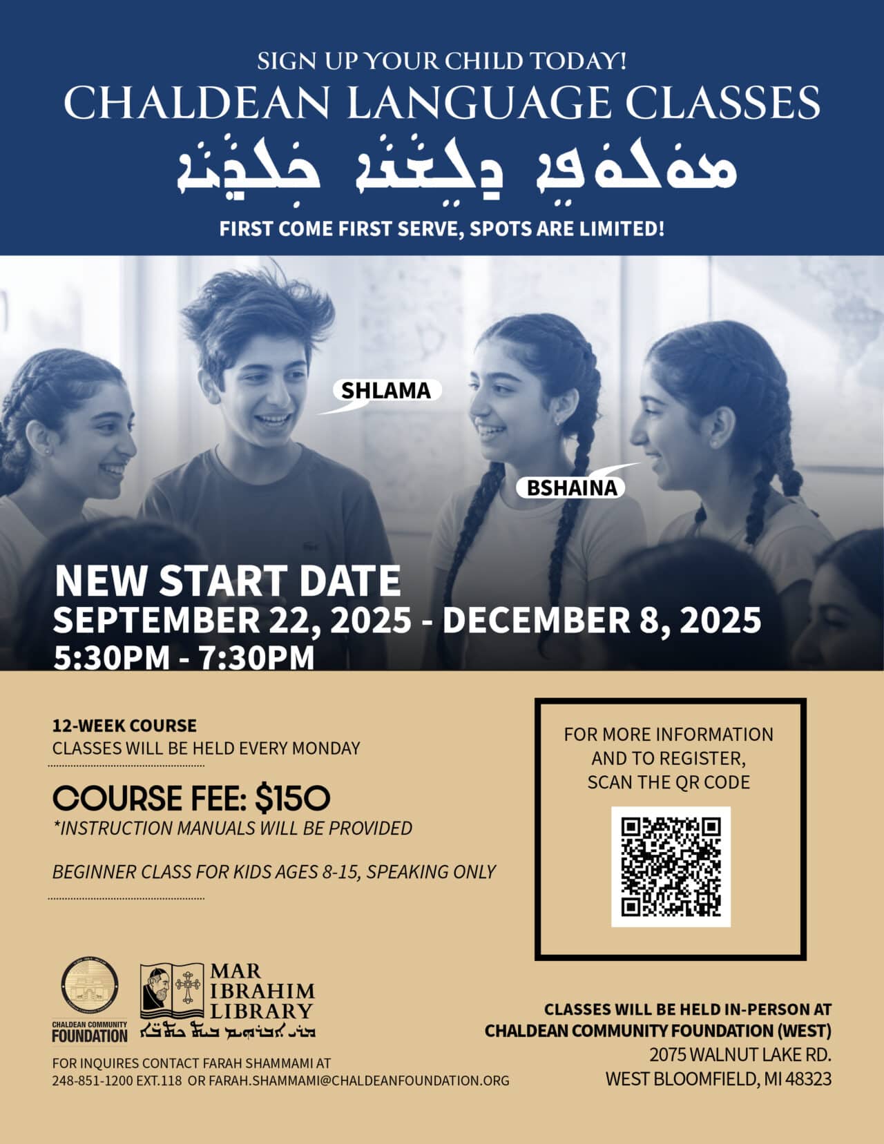 Chaldean Language Classes - Chaldean Community Foundation